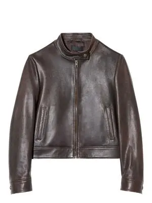 NILI LOTAN Nico Leather Jacket - Distressed Brown