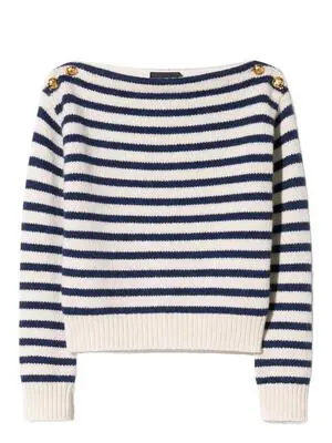 NILI LOTAN Tandy Cashmere Sweater - Ivory/marine Stripe