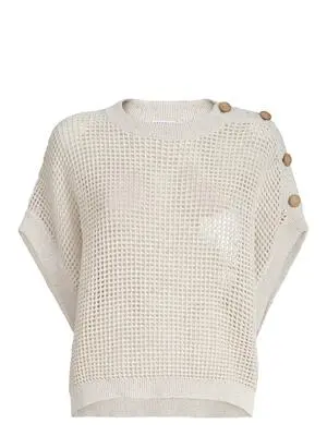 Brunello Cucinelli Cotton-blend Net Top - Beige