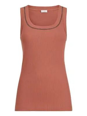 Brunello Cucinelli Stretch-cotton Ribbed Tank Top - Red