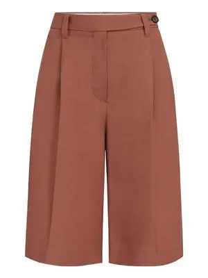Brunello Cucinelli Twill Pleated Shorts Red