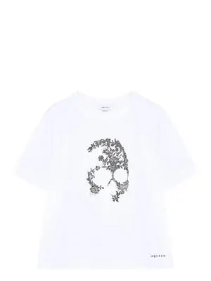 Alexander McQueen Cotton Skull Lace T-shirt - Neutral