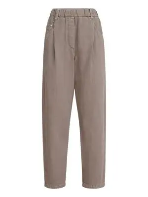 Brunello Cucinelli Cotton-linen Straight Trousers - Brown