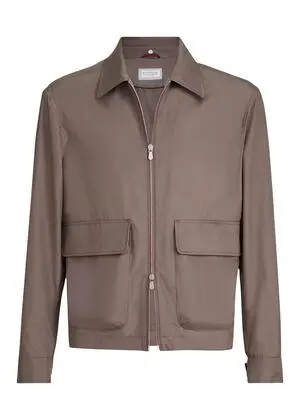 Brunello Cucinelli Silk-Blend Water-Resistant Jacket Brown