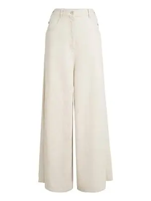 Brunello Cucinelli Wide-leg Cotton-linen Trousers - Beige