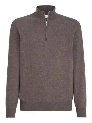 Brunello Cucinelli Cashmere Half-zip Sweater - Brown