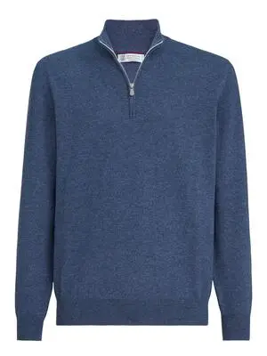 Brunello Cucinelli Cashmere Half-zip Sweater - Blue