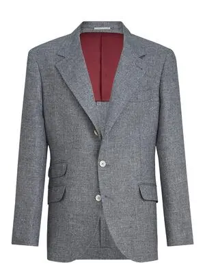 Brunello Cucinelli Silk-linen-wool Blazer - Grey