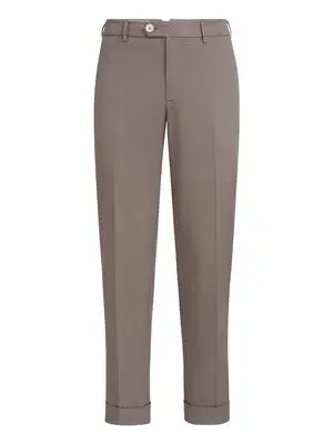 Brunello Cucinelli Stretch-cotton Comfort Gabardine Italian Trousers - Brown