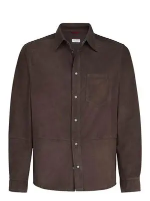 Brunello Cucinelli Suede Shirt - Brown