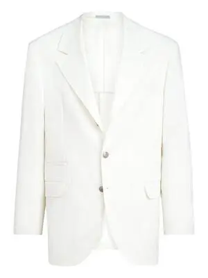 Brunello Cucinelli Linen-wool Single-breasted Blazer - White