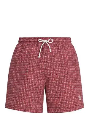Brunello Cucinelli Embroidered Swim Shorts - Red