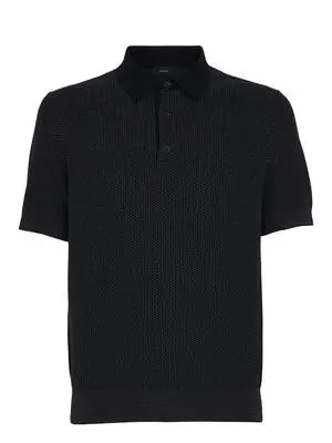 Vince Wool-blend Jacquard Polo Shirt - Navy
