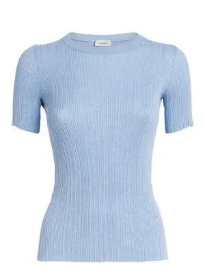 Agnona Cotton-silk Ribbed Top - Blue
