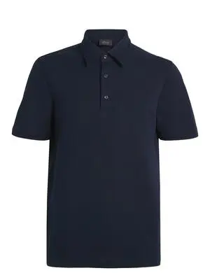 Brioni Cotton-silk Polo Shirt - Blue