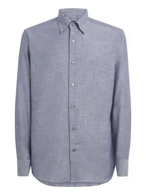 Brioni Cotton Point Collar Shirt - Blue