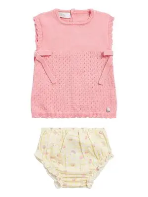PAZ RODRIGUEZ Cotton Knitted Top And Bloomers Set - Pink