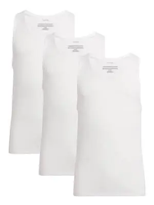 Calvin Klein Stretch Cotton-blend Vests Set Of 3 - White