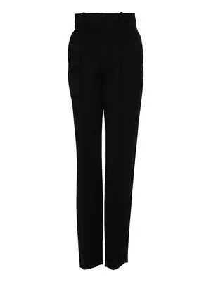 Saint Laurent Wool Tapered Trousers - Black