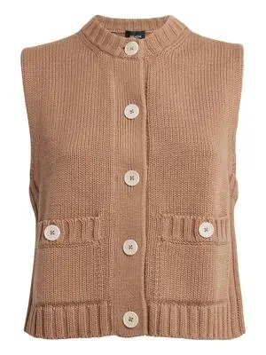 ME+EM Organic Cotton Buttoned Vest - Brown