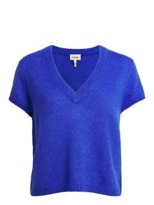 ME+EM Merino Wool-cashmere-silk V-neck Sweater - Blue