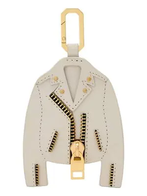 ALLSAINTS Leather Dalby Jacket Keyring - White