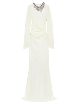 Alexander McQueen Embellished Draped Maxi Dress - Nude