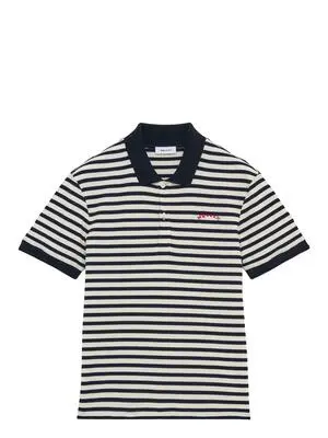 Alexander McQueen Stripe Embroidered Polo Shirt - Ivory