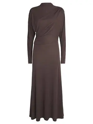 RETORI Jersey Draped Maxi Dress - Brown