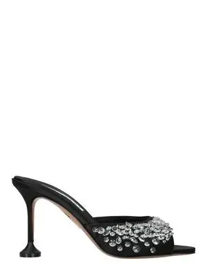 AQUAZZURA Embellished Bisous Mules - Black