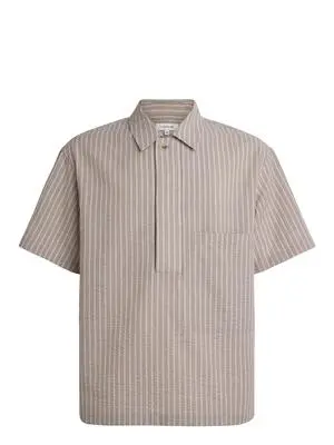 LE17SEPTEMBRE Cotton-blend Seersucker Stripe Shirt - Brown