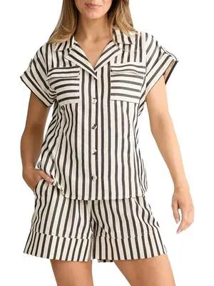 BRAVE+TRUE Portia Stripe Button-up Shirt - Black Stripe