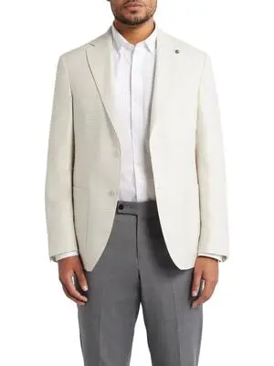 JACK VICTOR Madison Mini Check Wool Sport Coat - Off White