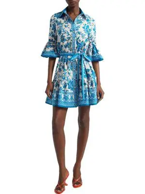 Etro Floral Print Cotton Shirt Dress - Print On White Base
