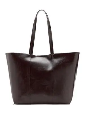 Mango Leather Shopper - Chocolate