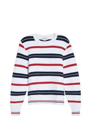Thom Browne Variegated Rep Stripe Ottoman Stitch Sweatshirt - White