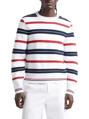Thom Browne Variegated Rep Stripe Ottoman Stitch Sweatshirt - White