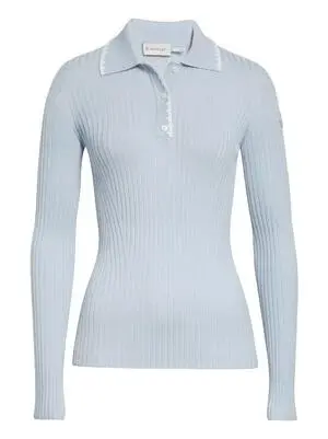 MONCLER Long Sleeve Virgin Wool Polo