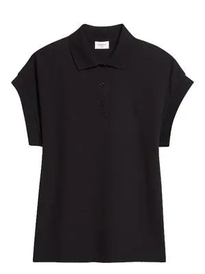 SAINT LAURENT Cotton Blend Cap-Sleeve Polo