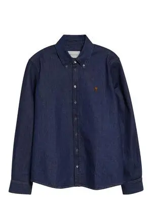 Ami Ami De Coeur Denim Button-down Shirt Indigo