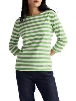 SEASALT CORNWALL Sailor Stripe Organic Cotton Top - Scallion Clover Leaf
