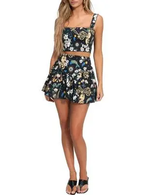 AGUA BENDITA Agua Bendita Violet Solstice Cotton Cover-Up Miniskirt