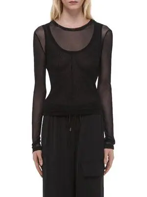 Helmut Lang Layered Mesh Long Sleeve T-shirt - Black