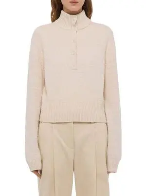 Helmut Lang Wool & Cotton Blend Slub Turtleneck Sweater - Natural