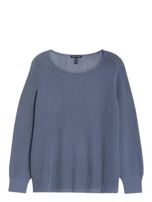 Eileen Fisher Organic Cotton & Silk Ballet Neck Sweater - Flint