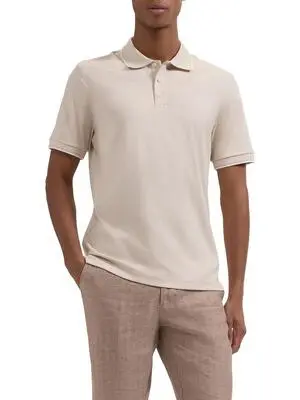 Bugatchi Tipped Pima Cotton Piqué Polo - Almond