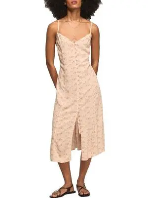 Lucky Brand Simone Floral Midi Slipdress - Peach Floral