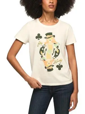 Lucky Brand Stay Lucky Cotton T-shirt - Gardenia