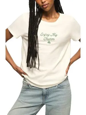 Lucky Brand Embroidered T-shirt - Gardenia