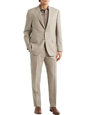 Canali Siena Regular Fit Solid Tan Wool Suit - Beige
